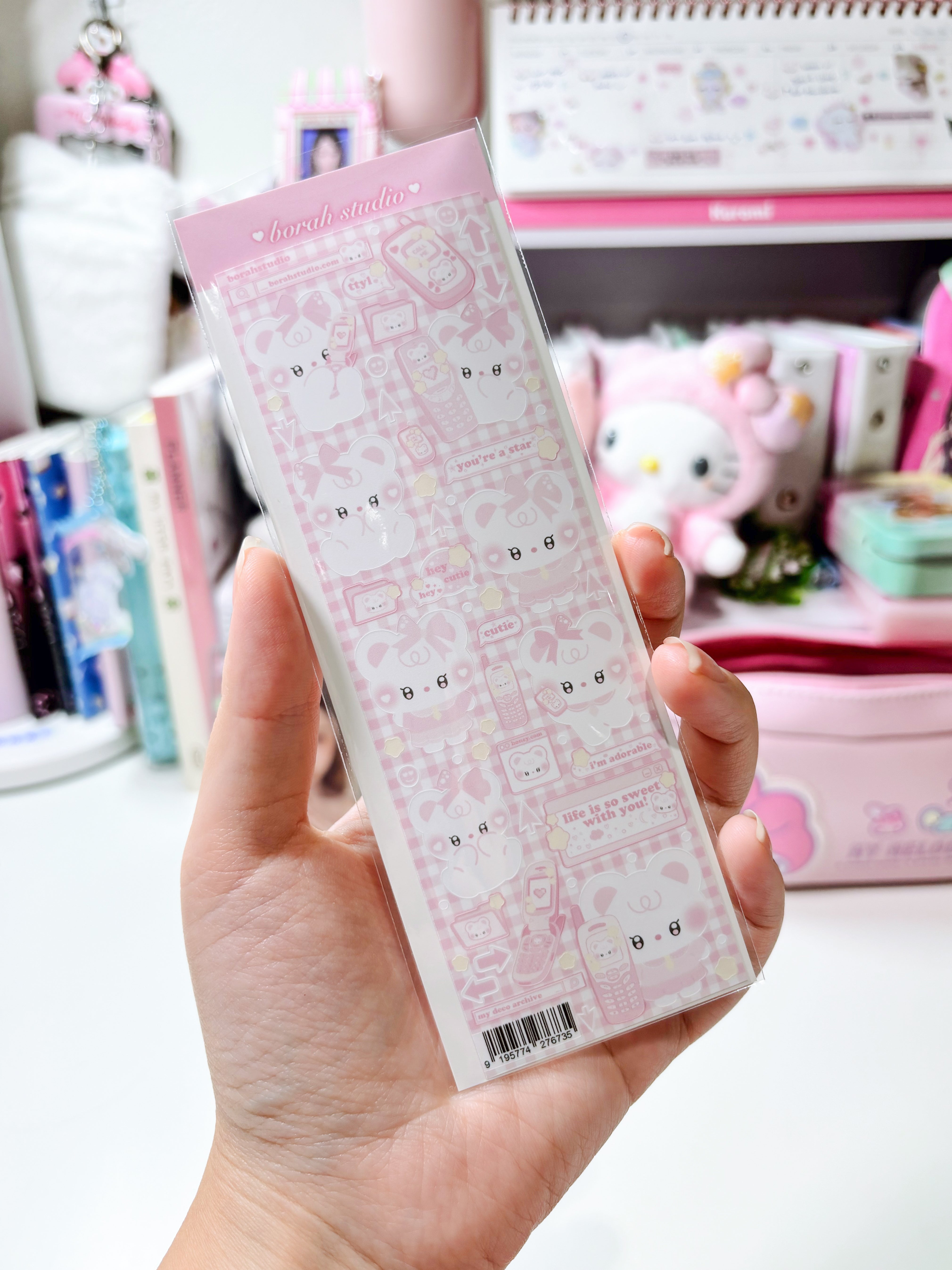 [borahstudio] Honey's Cute Inbox Deco Sticker Sheet (Pink) – Borah Studio