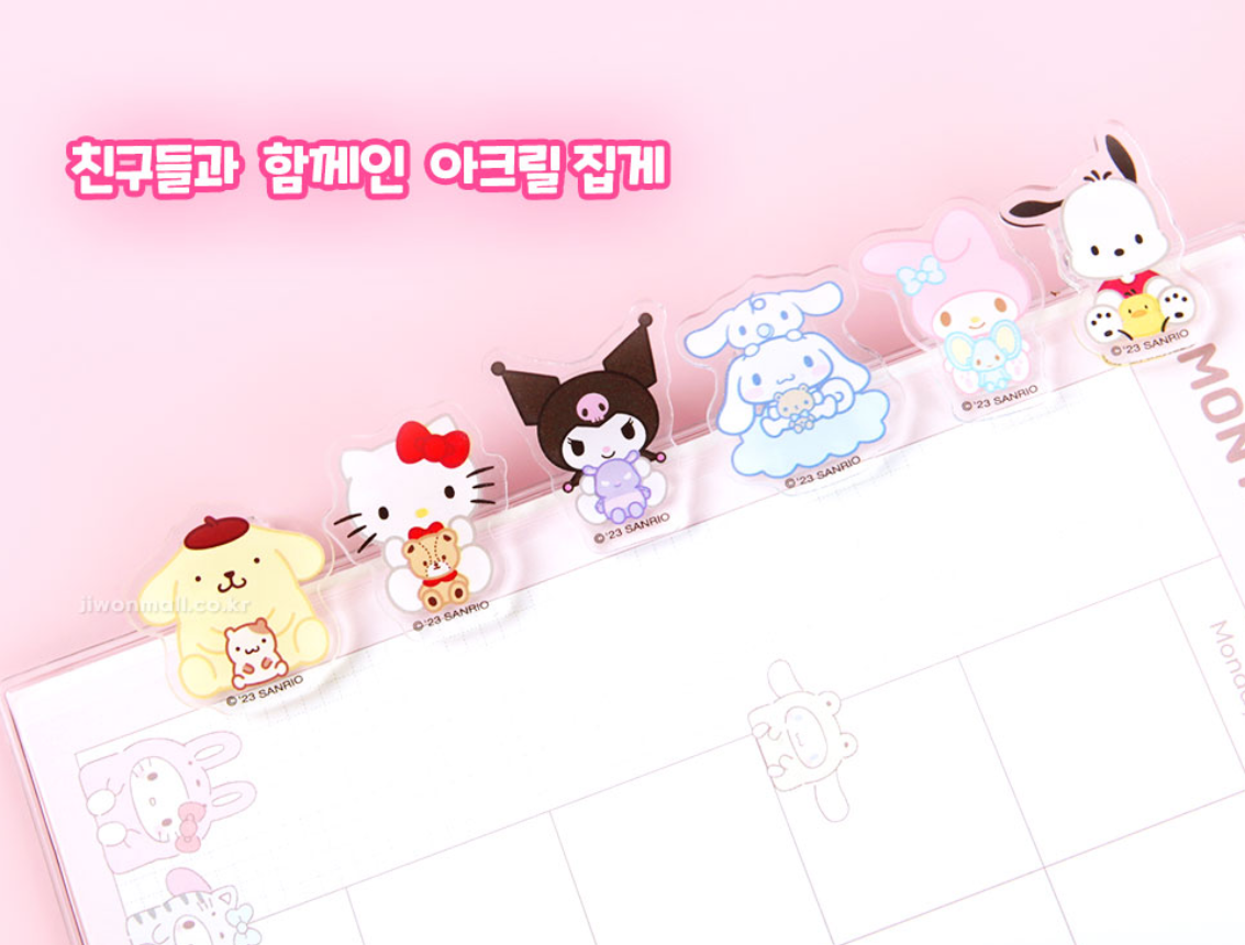 [Sanrio Korea] Acrylic Binder Clip (6 types) – Borah Studio