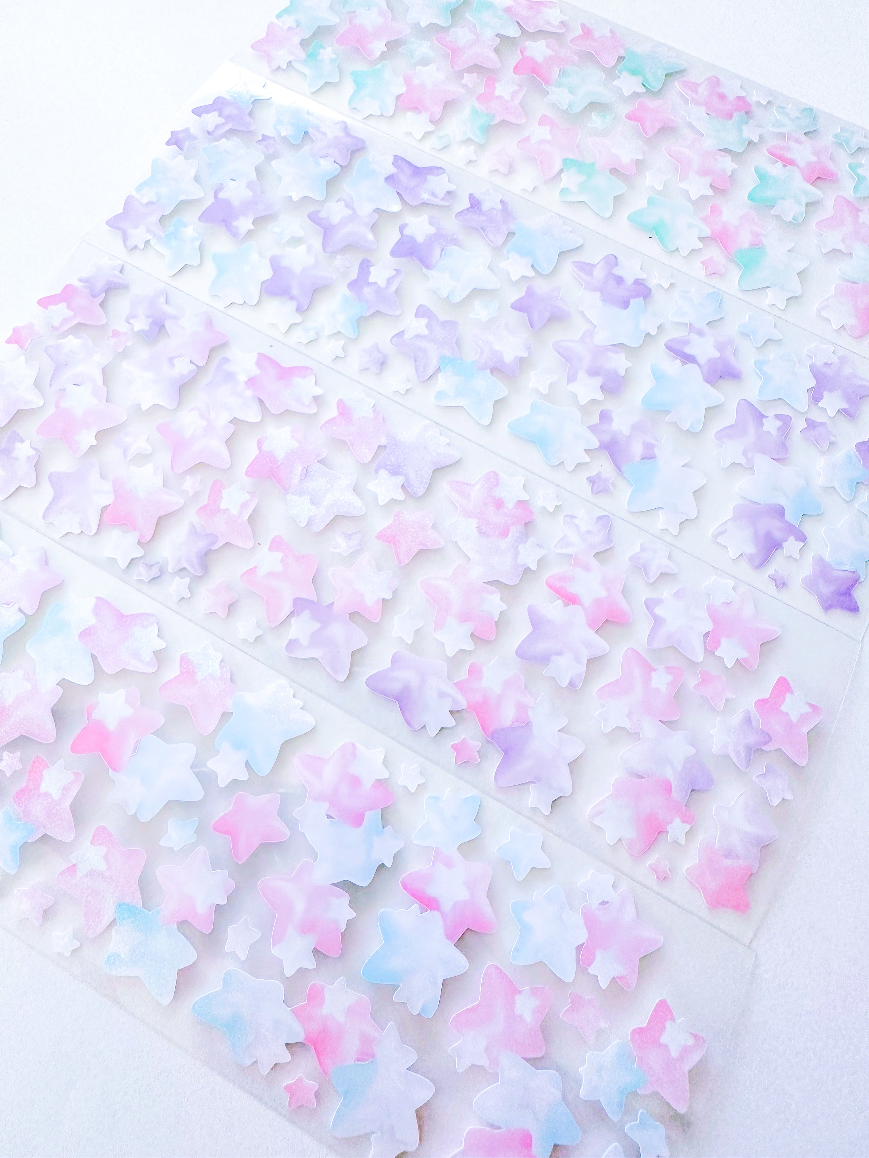 [borahstudio] Pastel Y2K 3D Stars Deco Sticker Sheet – Borah Studio